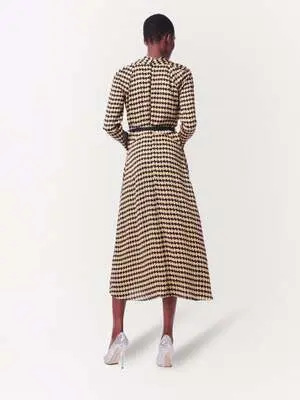 Victoria Beckham Belted Houndstooth Midi Dress