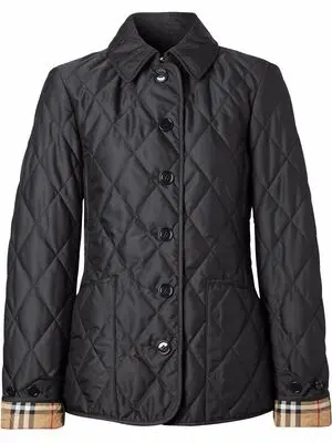 Burberry Diamond-quilted Fitted Jacket - Black