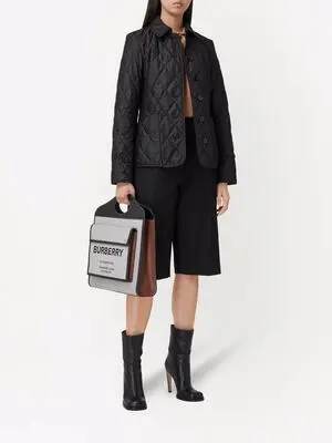 Burberry Diamond-quilted Fitted Jacket - Black