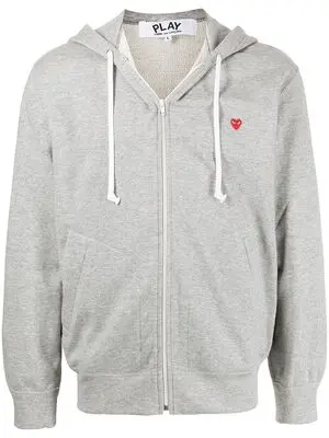 Play Comme Des Garcon Heart Patch Zip-up Hoodie