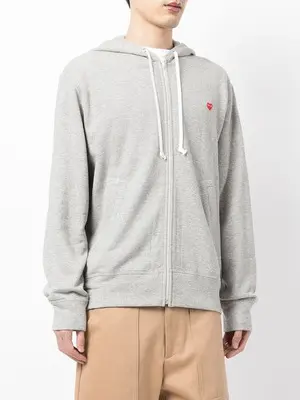 Play Comme Des Garcon Heart Patch Zip-up Hoodie