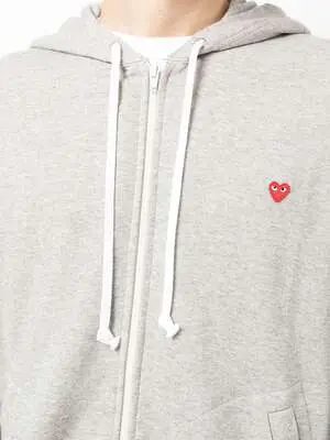 Play Comme Des Garcon Heart Patch Zip-up Hoodie