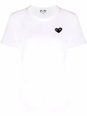 Play Comme Des Garcon Heart-embroidered Motif T-shirt - White