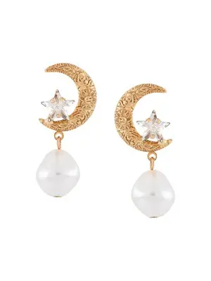 JENNIFER BEHR Lune Pearl Dangle Earrings - Gold