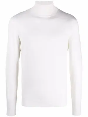 DELL'OGLIO Fine Knit Roll Neck Jumper - White