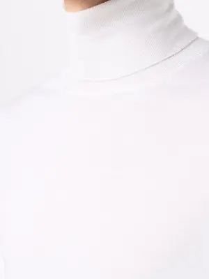 DELL'OGLIO Fine Knit Roll Neck Jumper - White