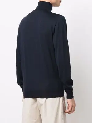 DELL'OGLIO Fine Knit Roll Neck Jumper - Blue
