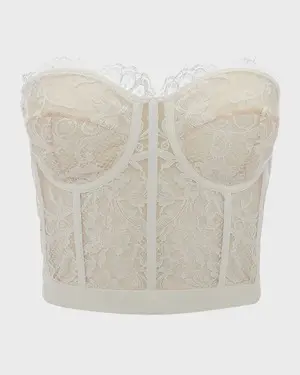 Alexander McQueen McQueen Strapless Lace Bustier Top Ivory