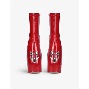 Naked Wolfe Mayhem Faux-Leather Platform Ankle Boots - Red