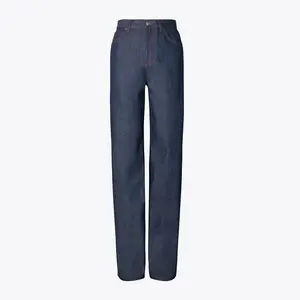 Tory Burch Straight Leg Selvedge Denim Jean - Raw/unwashed