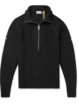 Moncler 6 1017 Alyx 9sm Ribbed-Knit Half-Zip Sweater - Black
