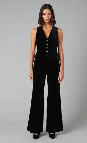 TEMPERLEY LONDON Clove Velvet Waistcoat - Black / Orange