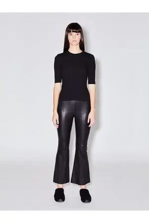 Rosetta Getty Pull On Cropped Leather Flare - Black