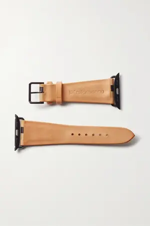LACALIFORNIENNE LaCalifornienne Striped Leather Watch Strap Black