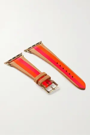 LACALIFORNIENNE LaCalifornienne Striped Leather Watch Strap Orange
