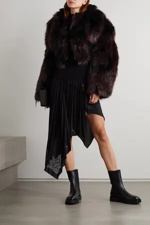 Givenchy Faux Fur And Ribbed Wool-blend Jacket