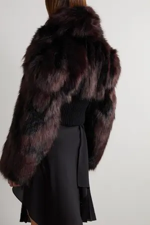 Givenchy Faux Fur And Ribbed Wool-blend Jacket