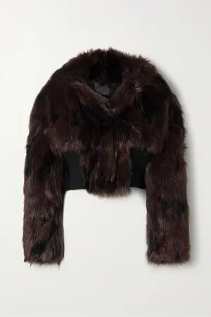 Givenchy Faux Fur And Ribbed Wool-blend Jacket