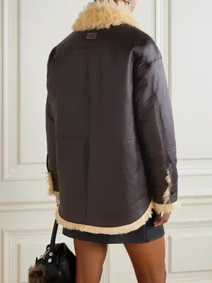 Acne Studios Shearling And Leather Jacket - Brown