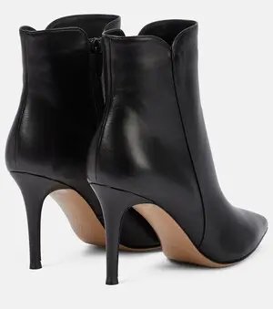 GIANVITO ROSSI Levy 85 Leather Ankle Boots - Black
