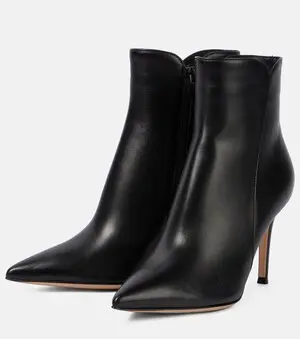 GIANVITO ROSSI Levy 85 Leather Ankle Boots - Black