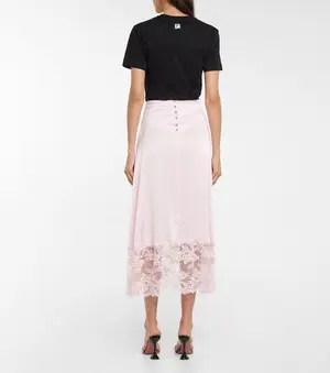 Rabanne Lace-trimmed Satin Midi Skirt