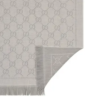 Gucci Gg Wool Jacquard Scarf - White