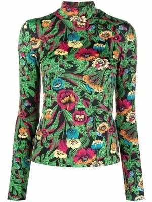 La DoubleJ Floral-print Turtleneck Top