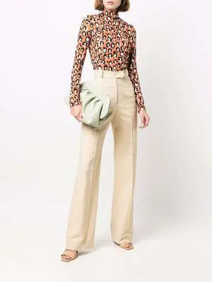 La DoubleJ Face-animal Print Turtleneck Top - Orange