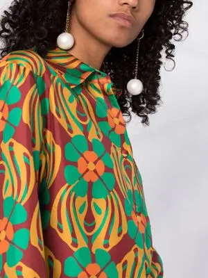 La DoubleJ Silk Abstract Floral Print Shirt