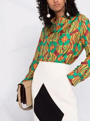 La DoubleJ Silk Abstract Floral Print Shirt