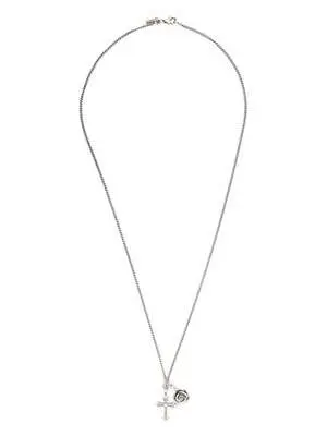 Emanuele Bicocchi Rose And Cross Pendant Necklace