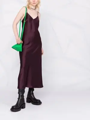 BLANCA VITA Satin-finish Slip Dress - Purple
