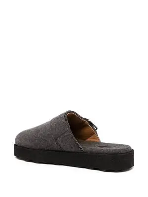 Off-White Buckle-detail Felted Slippers - Grey