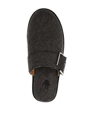 Off-White Buckle-detail Felted Slippers - Grey