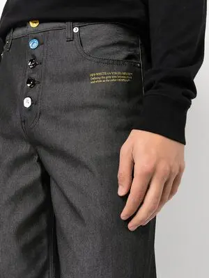 Off-White Slogan-print Straight Leg Jeans