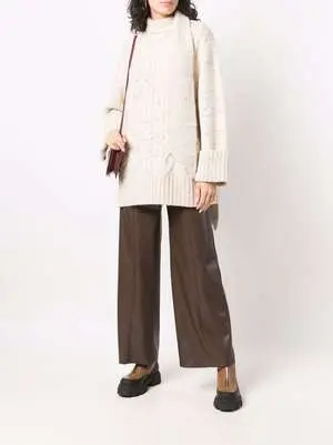 GANNI Neck-tie Cable-knit Oversized Jumper