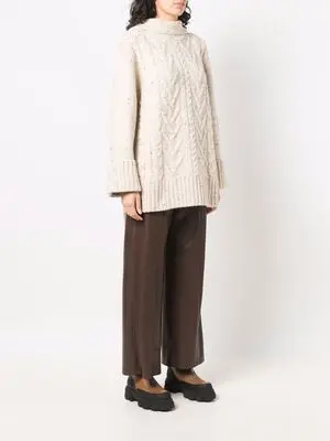 GANNI Neck-tie Cable-knit Oversized Jumper