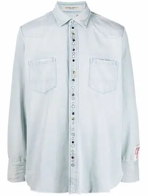 GOLDEN GOOSE Bleached Denim Shirt - Blue