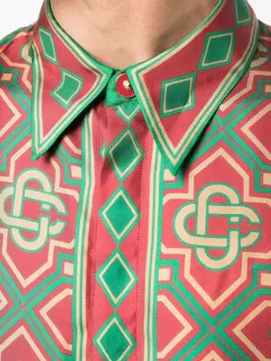 Casablanca Dark Diamond Monogram-print Shirt