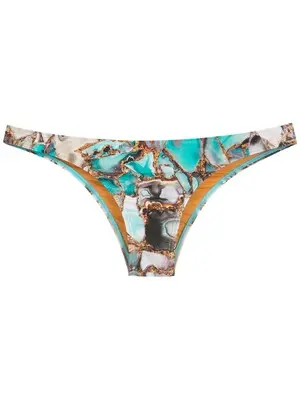 LYGIA & NANNY Poipu Marble-print Bikini Bottom - Blue