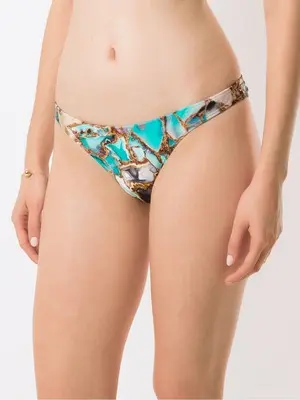 LYGIA & NANNY Poipu Marble-print Bikini Bottom - Blue