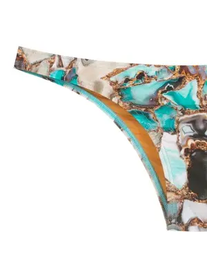 LYGIA & NANNY Poipu Marble-print Bikini Bottom - Blue