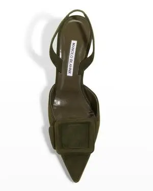 Manolo Blahnik Maysli Slingback Pumps - Olive