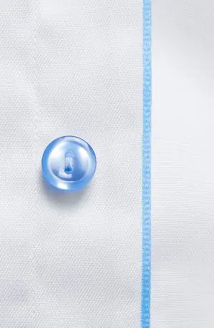 Eton Slim Fit Cotton Twill Dress Shirt - White/ Blue