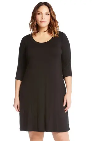 Karen Kane Scoop Neck Jersey A-line Dress - Black