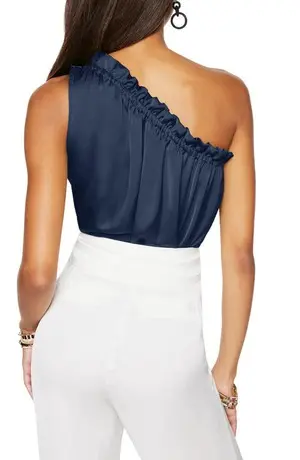 Ramy Brook Tenley One Shoulder Matte Satin Top