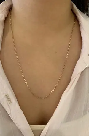 Sethi Couture 14k Gold Paper Clip Chain Necklace - Rose