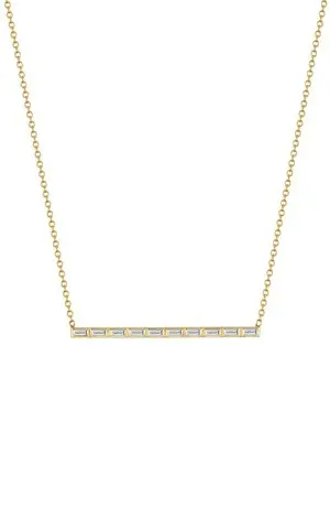 Zoe Chicco Diamond Baguette Bar Pendant Necklace - 14k Yellow Gold