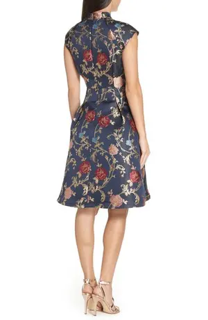 CHI CHI LONDON Floral Print Mock Neck Dress